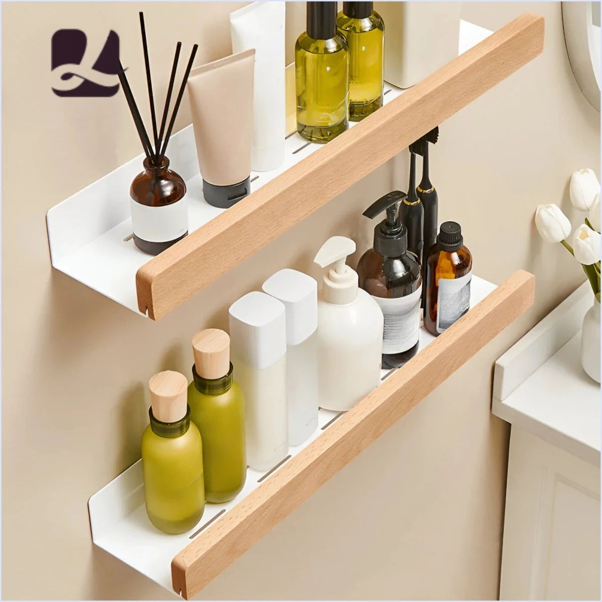 Beech-woodbathroom-shelf-Wall-Mounted-Punch-Storage-Holders-Racks ...