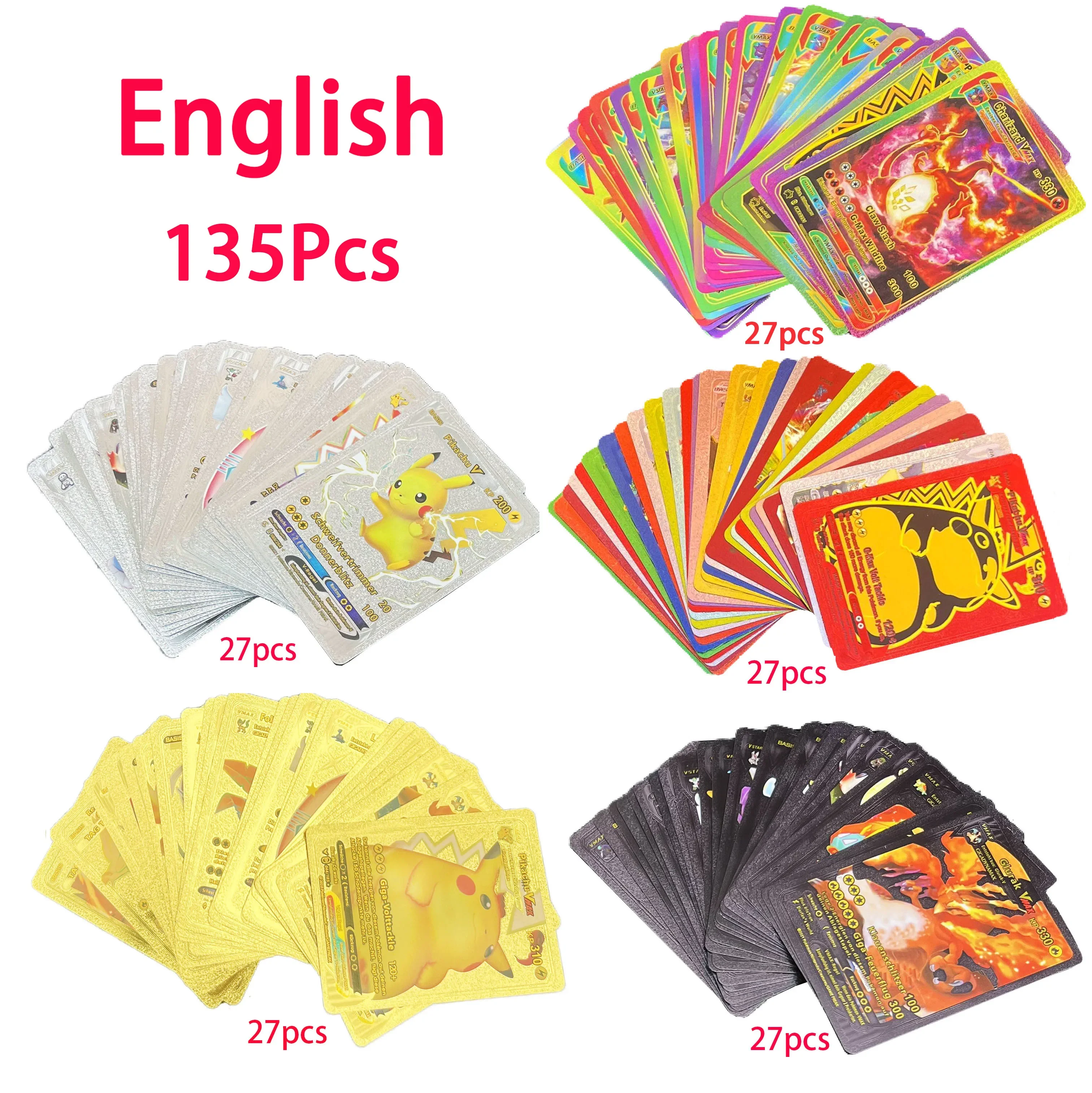 Card French English Spanish German Gold Colorful Vmax GX EX V Cards ...