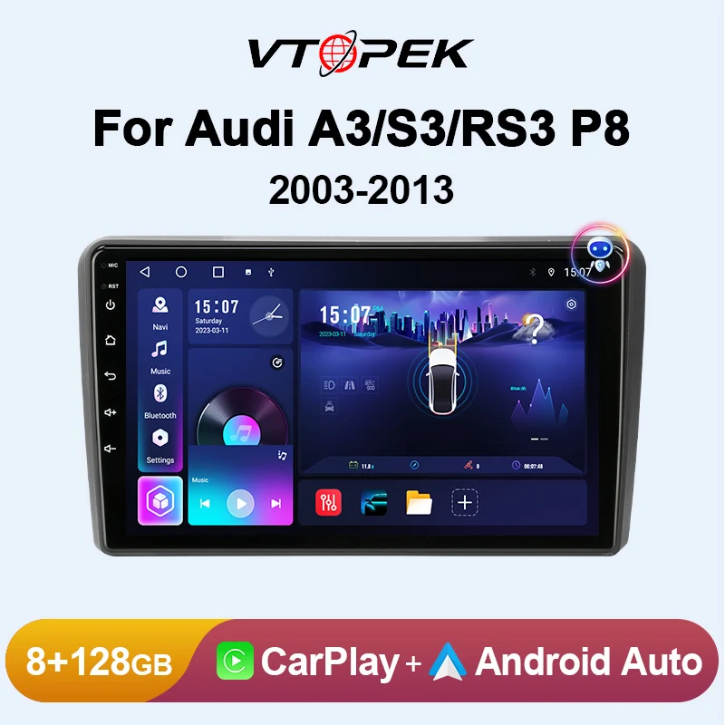 Vtopek-2-Din-Android-12-Car-Radio-For-Audi-A3-8P-S3-RS3-2003-2013 ...