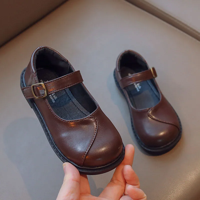 Kids Leather Shoes Basic Mary Janes Shoes Brown New Designer Shoes for ...