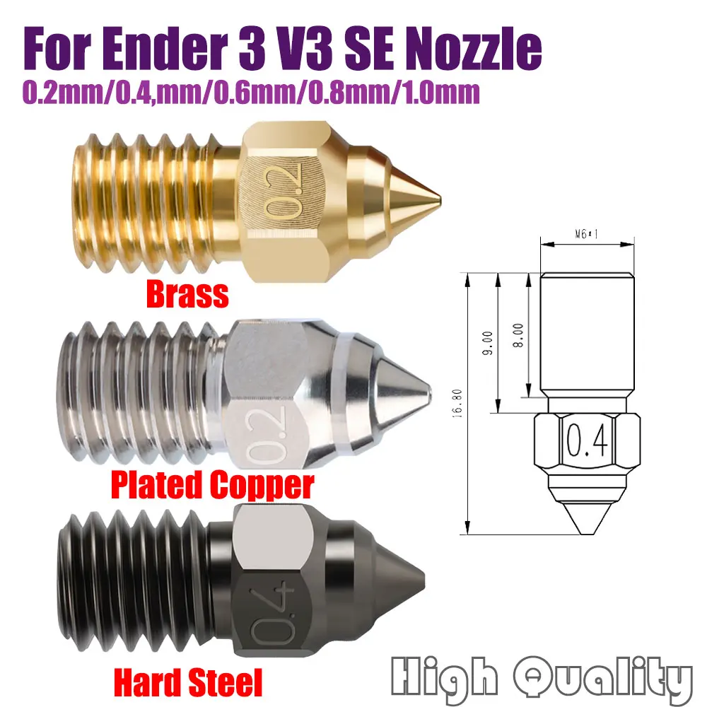 High-Speed-Nozzles-For-Ender-3-V3-SE-Brass-Hard-Steel-Plated-Copper ...