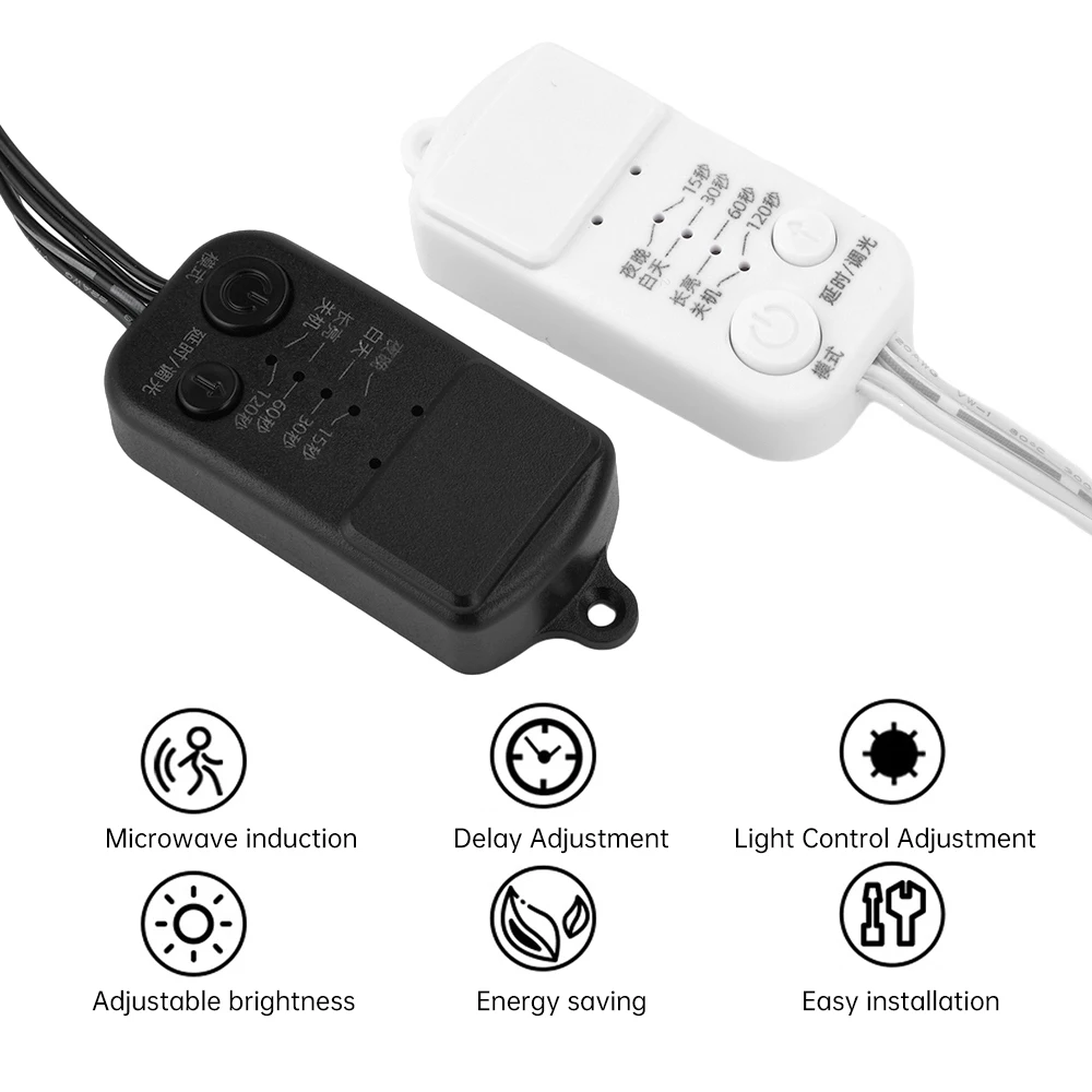 DC 5V-24V USB DC Head 5.8G Microwave Radar Induction Switch 15/30/60 ...