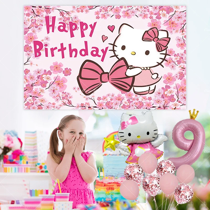 12-PCS-Hello-Kitty-Number-Foil-Balloon-Set-Latex-Balloons-Girls ...