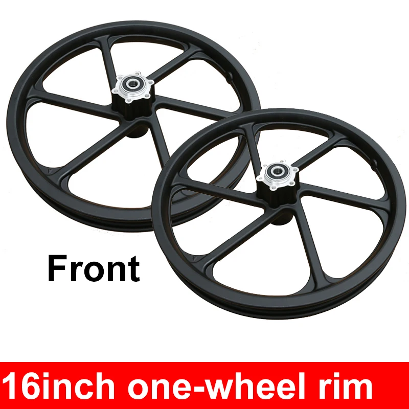16 Inch Bicycle Wheel Set Folding Bike Integrated Wheel Black Front ...