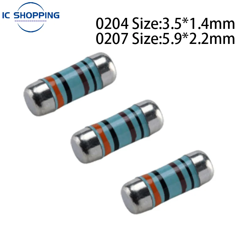 50PCS 0204 0207 Color Ring SMD Wafer Resistance 1R 2R 1.5 4.7 10 15 22 ...