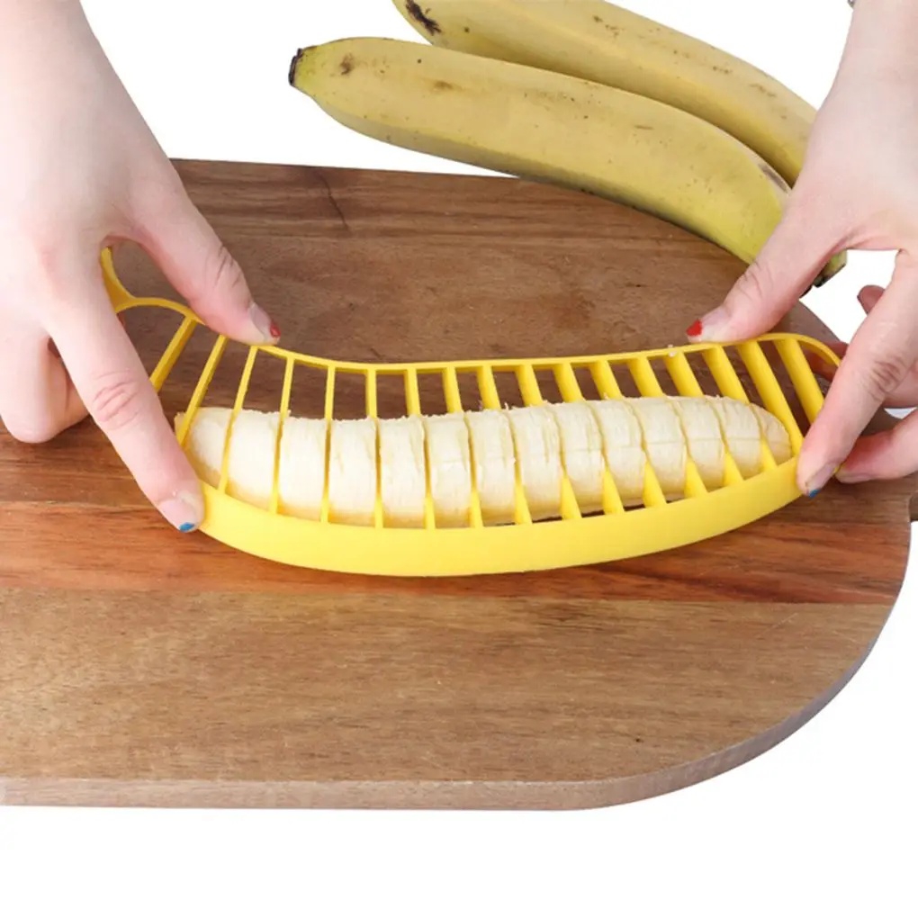 Banana-Slicer-Chopper-Yellow-Cutter-Plastic-Banana-Salad-Make-Tool ...