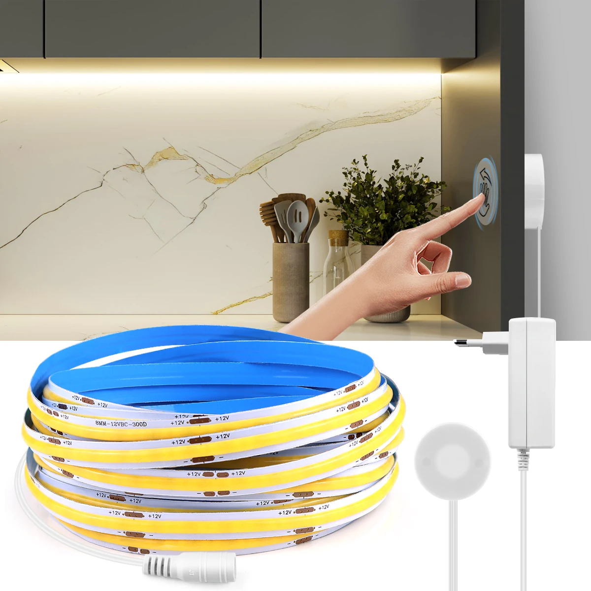 Wireless-Penetrable-Wood-Touch-Sensor-Dimmable-COB-LED-Strip-Light-5M ...