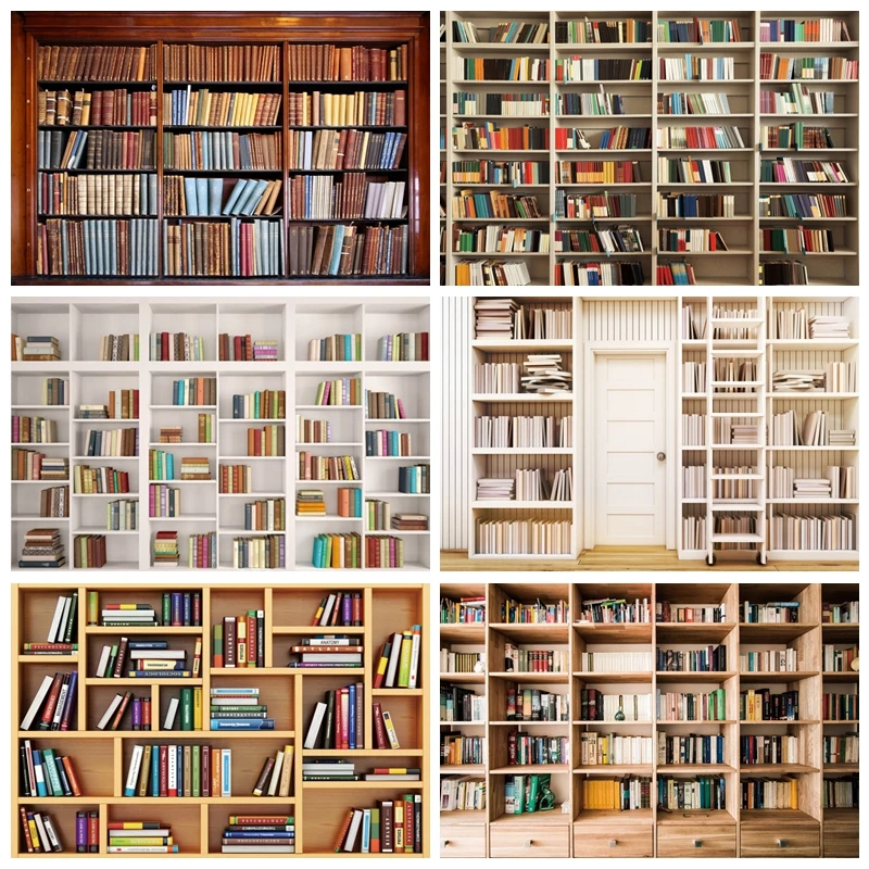 Vintage-Bookshelf-Backdrop-Book-Racks-Photography-Backdrop-for-Party ...