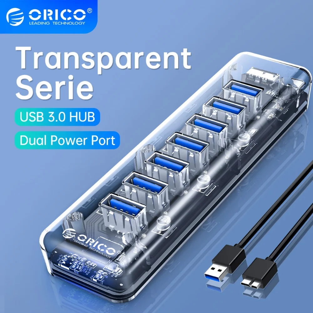 ORICO-USB3-0-splitter-USB-HUB-Transparent-Multi-Port-High-Speed-USB3-0 ...