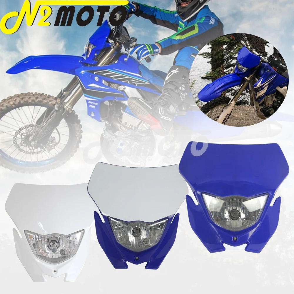 Blue Universal Motorcycle Headlight Dirt Bike MX Enduro Head Light for ...