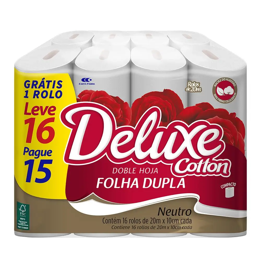 Papel Higi Nico Deluxe Ultra Neutro Folha Dupla 20 Metros 16 Rolos