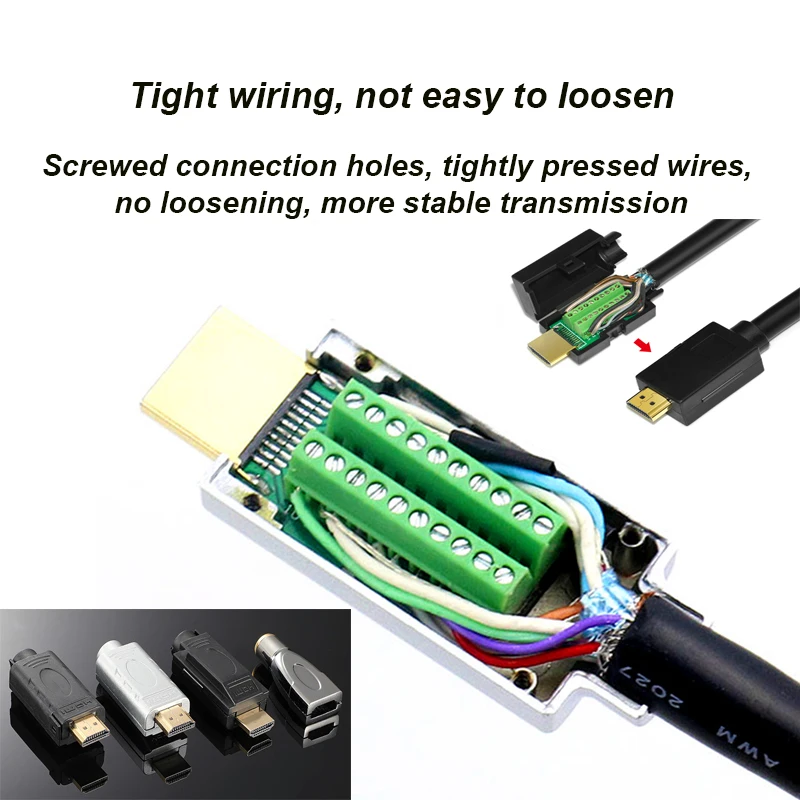 1 Conjunto HDMI 2.0 Solderless Masculino Cabeça Plug Adapter Áudio ...