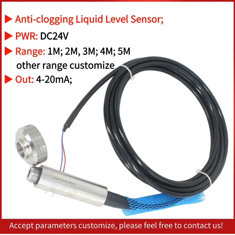 Anti-blocking Liquid Level Transmitter DC24V 4-20mA Tank Level Sensor ...