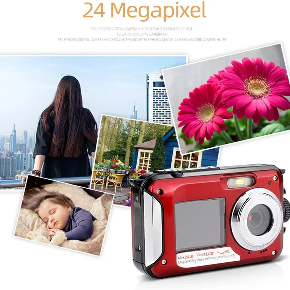 2.4MP Digital Camera Front Rear Dual Screen Selfie Camcorder 1080P FHD ...
