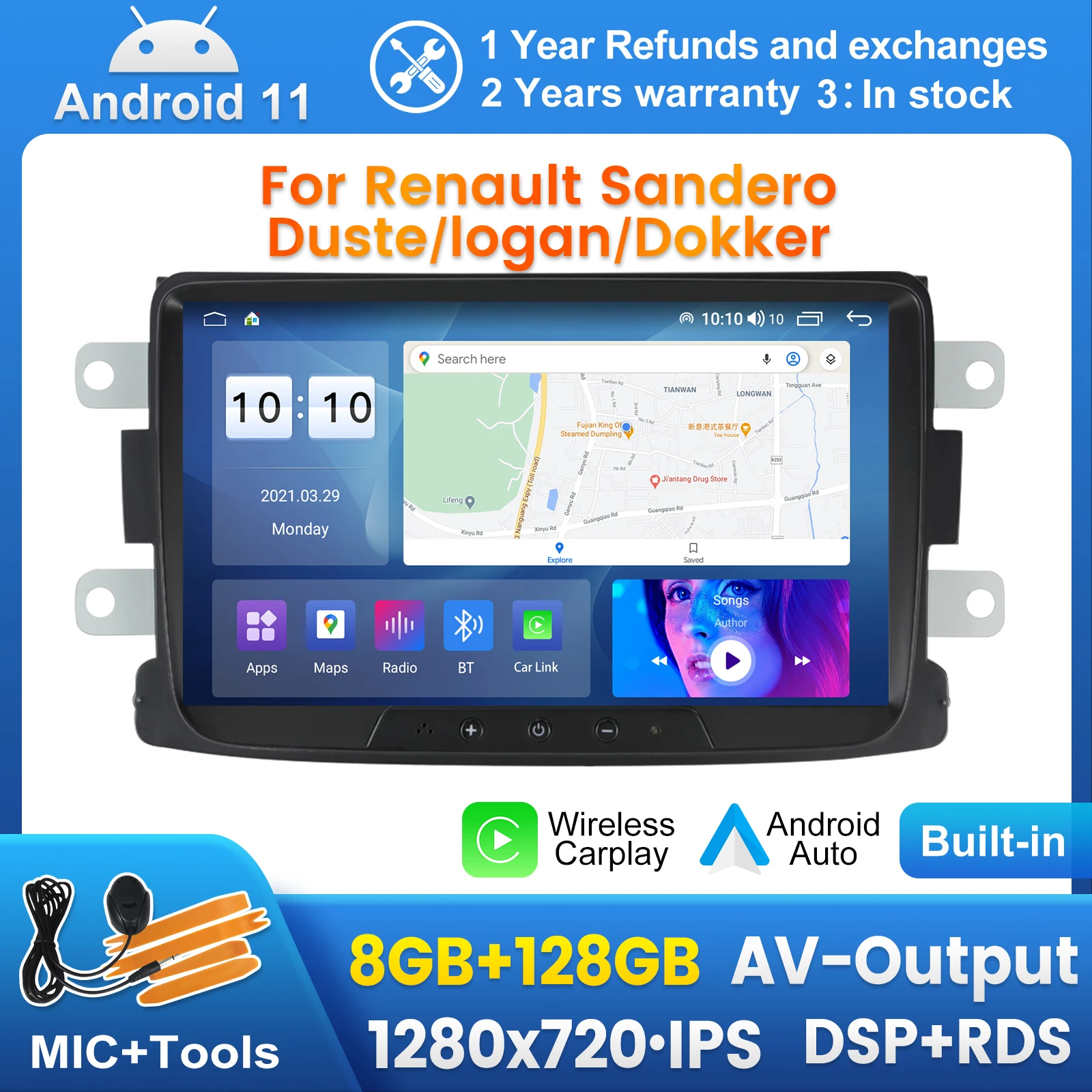 8core Android 128g Rom Car Radio Multimedia For Renault Dacia Logan Sandero Duster Lodgy Lada ...