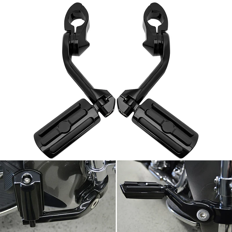 Black-32mm-1-25-Motorcycle-Long-Angled-Highway-Engine-Guard-Foot-Pegs ...