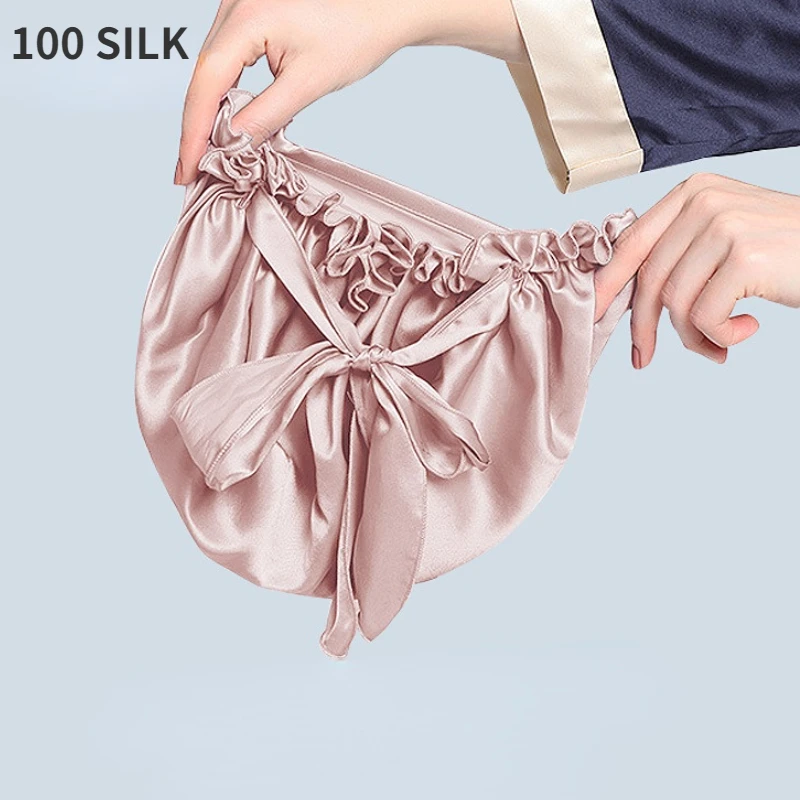 100% Mulberry Silk Night Cap Pure Silk Hair Bonnet For Sleep Elastic ...