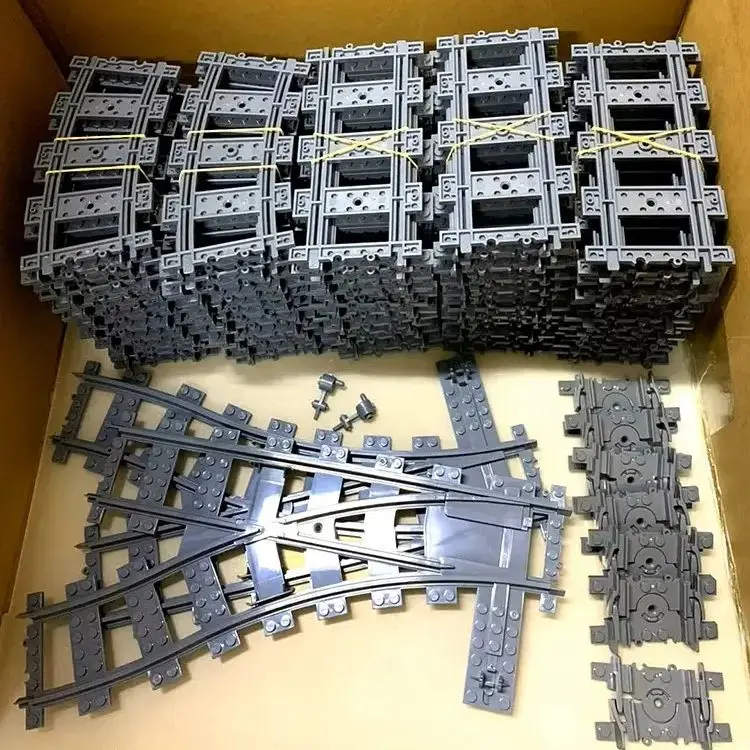 DIY Train Railway Track model sets straight curve rail assembled MOC ...