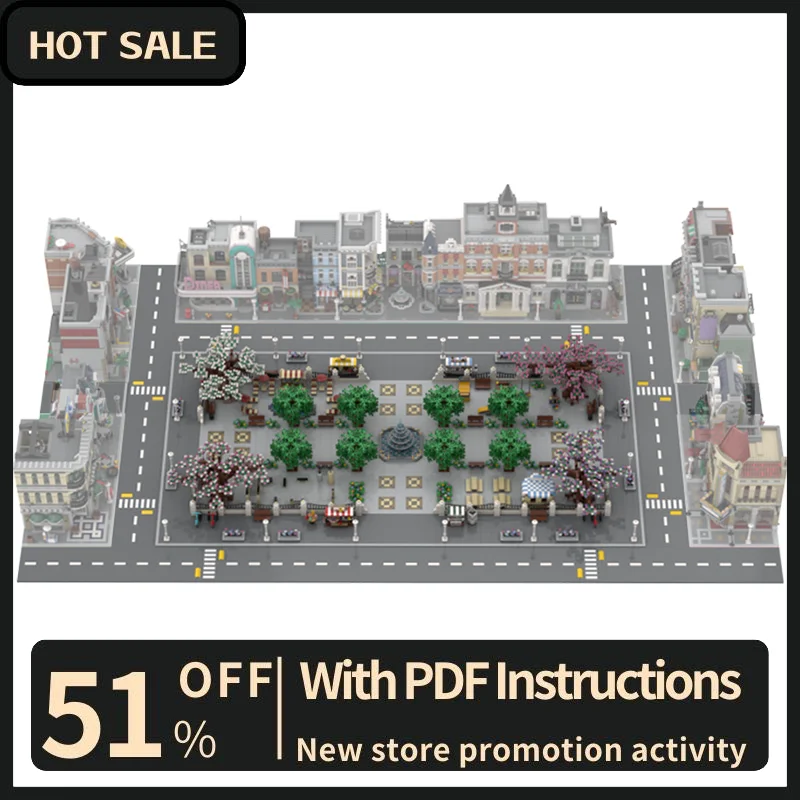 New-City-Hot-Selling-Street-View-Moc-Modular-City-Square-Model-Building ...