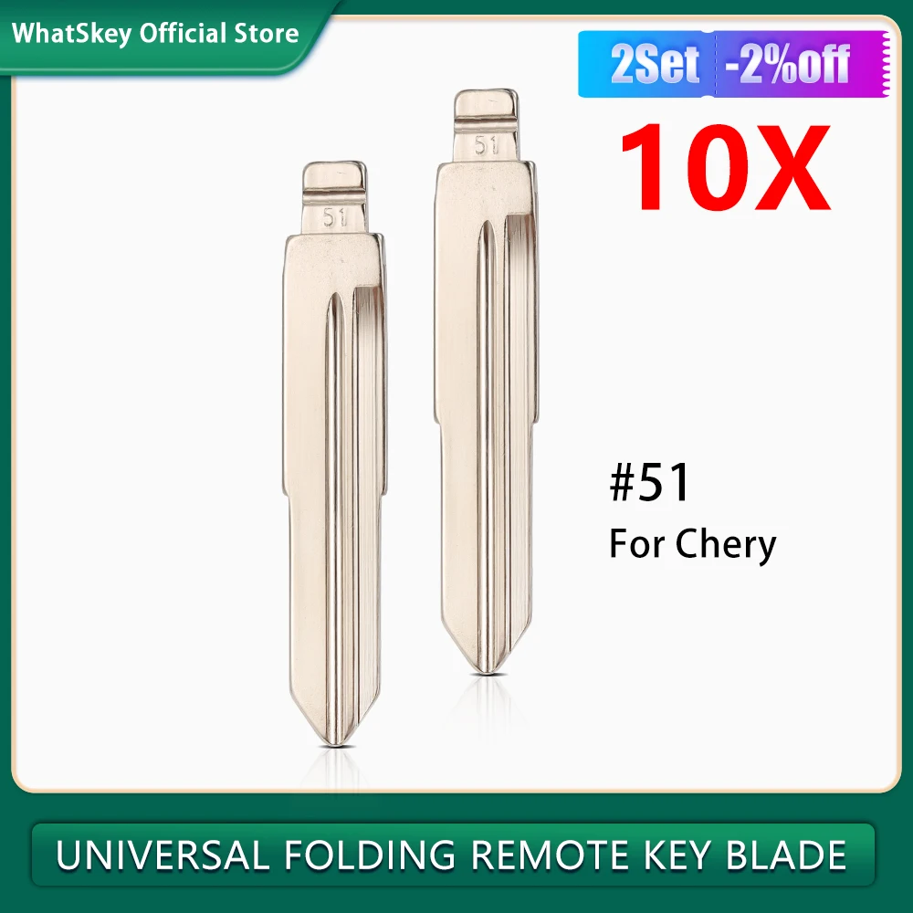 10Pcs/Lot No.51 Car Key Blade Blank Folding Remote Blade #51 For Chery ...