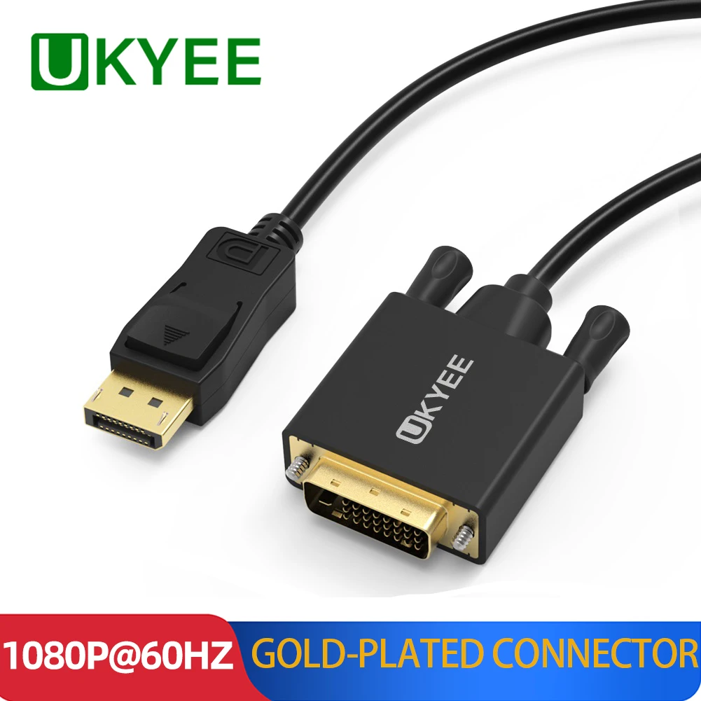UKYEE DP to DVI1080P Adapter,DisplayPort to DVI Converter Male to Male ...