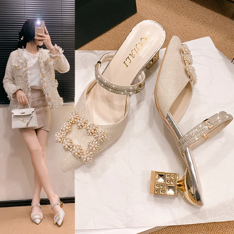 2024-New-Women-Elegant-High-Heels-Pointed-Toes-Sandals-Bead-Rhinestone ...