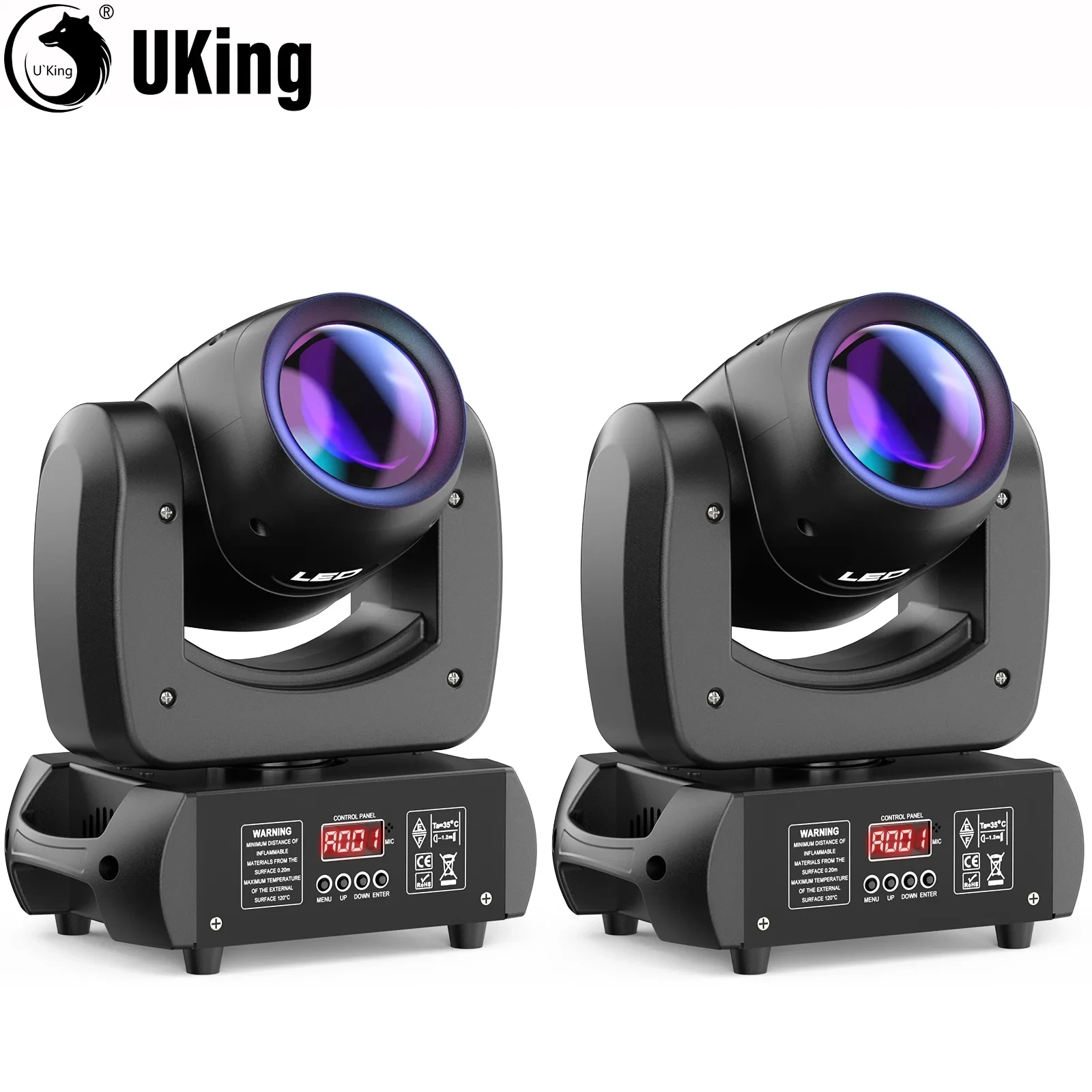 U-King-2Pcs-80W-LED-Beam-Gobo-Moving-Head-Stage-Light-18Prism-Dazzling ...