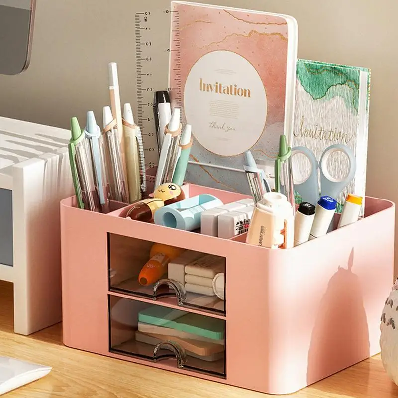Creative-Desk-Organizer-With-Drawers-Double-Deck-Cosmetics-Student ...