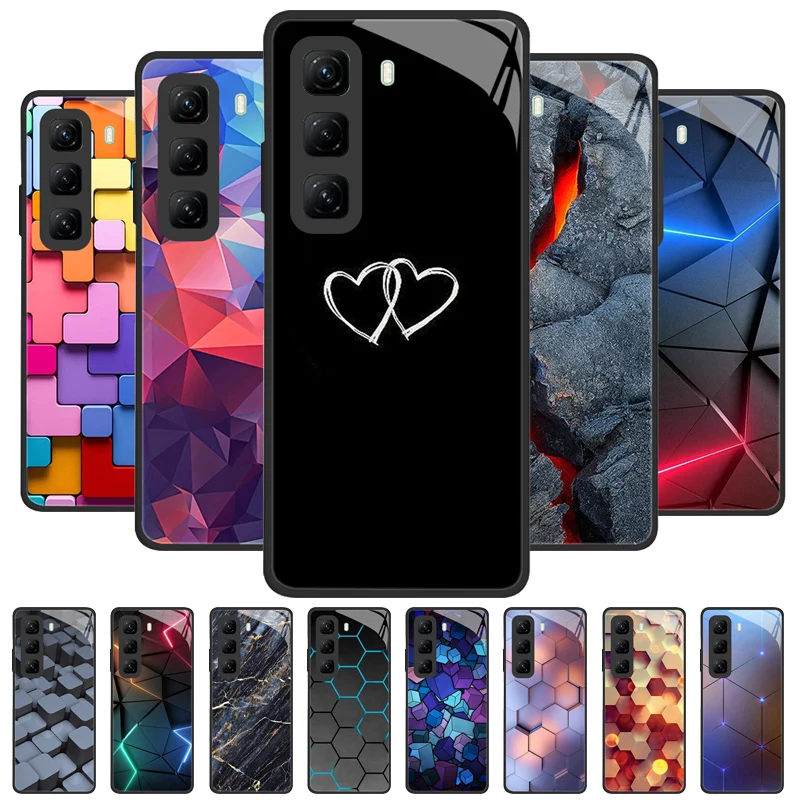 Tempered Glass Case For Infinix Hot 50 Pro Plus Cases Cover Hard Coque ...