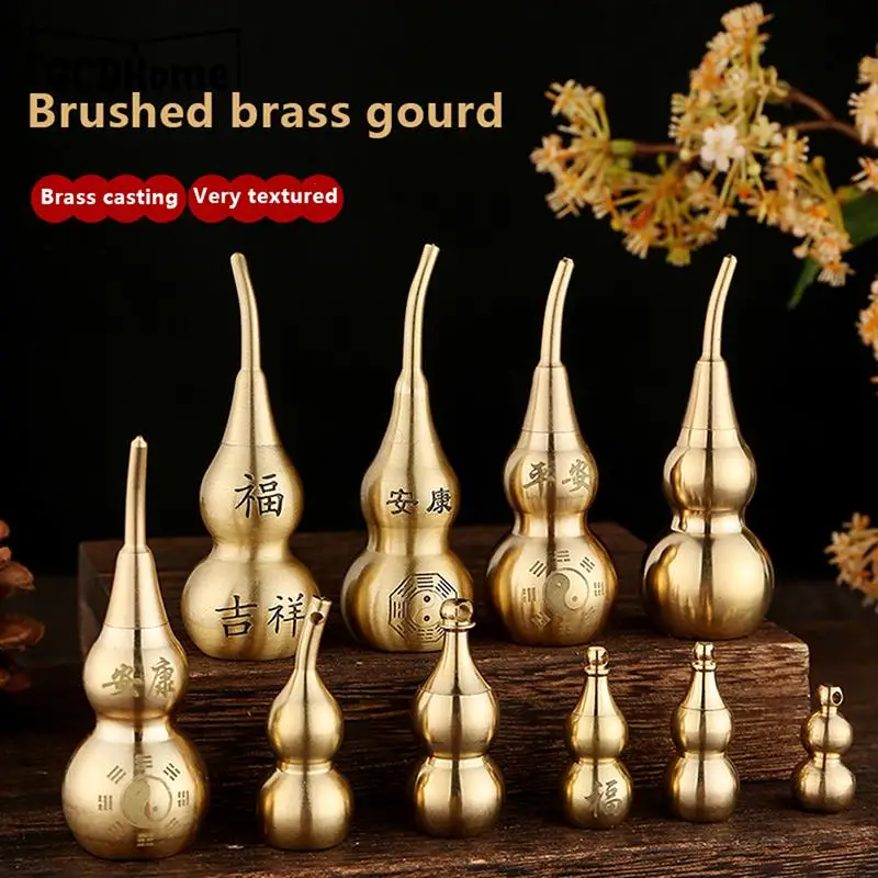 Chinese-Good-Luck-Gourd-Figurine-Brass-Feng-Shui-Home-Decor-Craft-Bagua ...