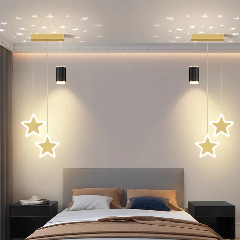 Creative Star Moon Projection LED Pendant Bedside Light Indoor Lighting ...