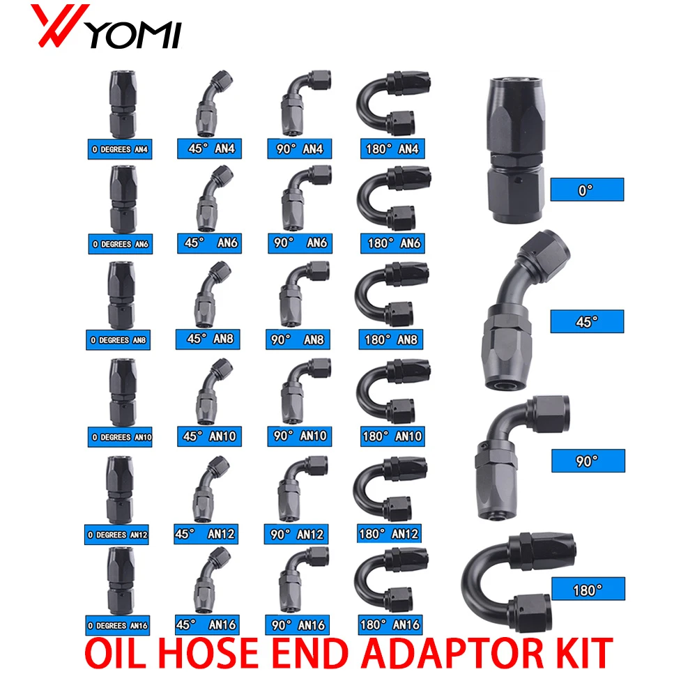 Universal AN4 AN6 AN8 AN10 Straight 45 90 120 180 Degree Oil Fuel ...