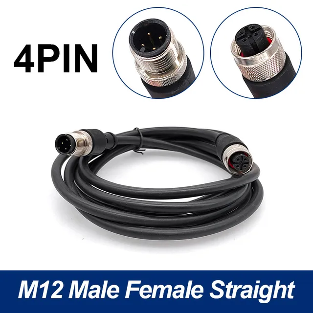 M12 sensor connector cable double head male female 2m wire waterproof ...