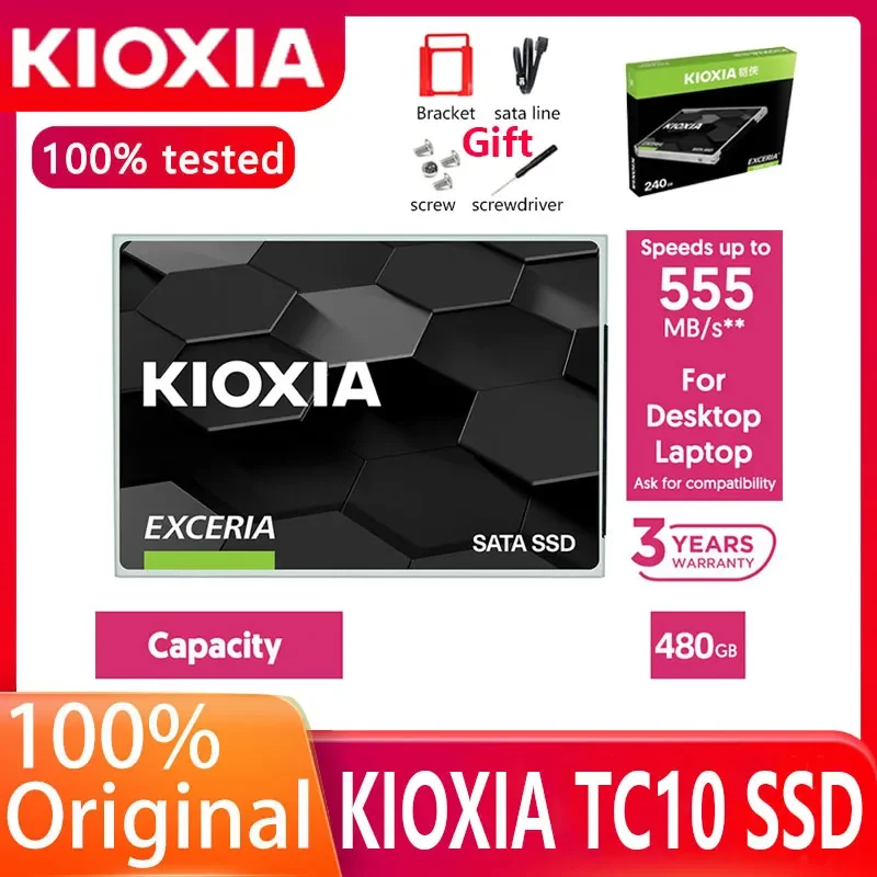 Kioxia Internal Solid State Drive TC10 EXCERIA SSD 480GB 2.5 inch SATA III HDD Hard Disk HD SSD ...