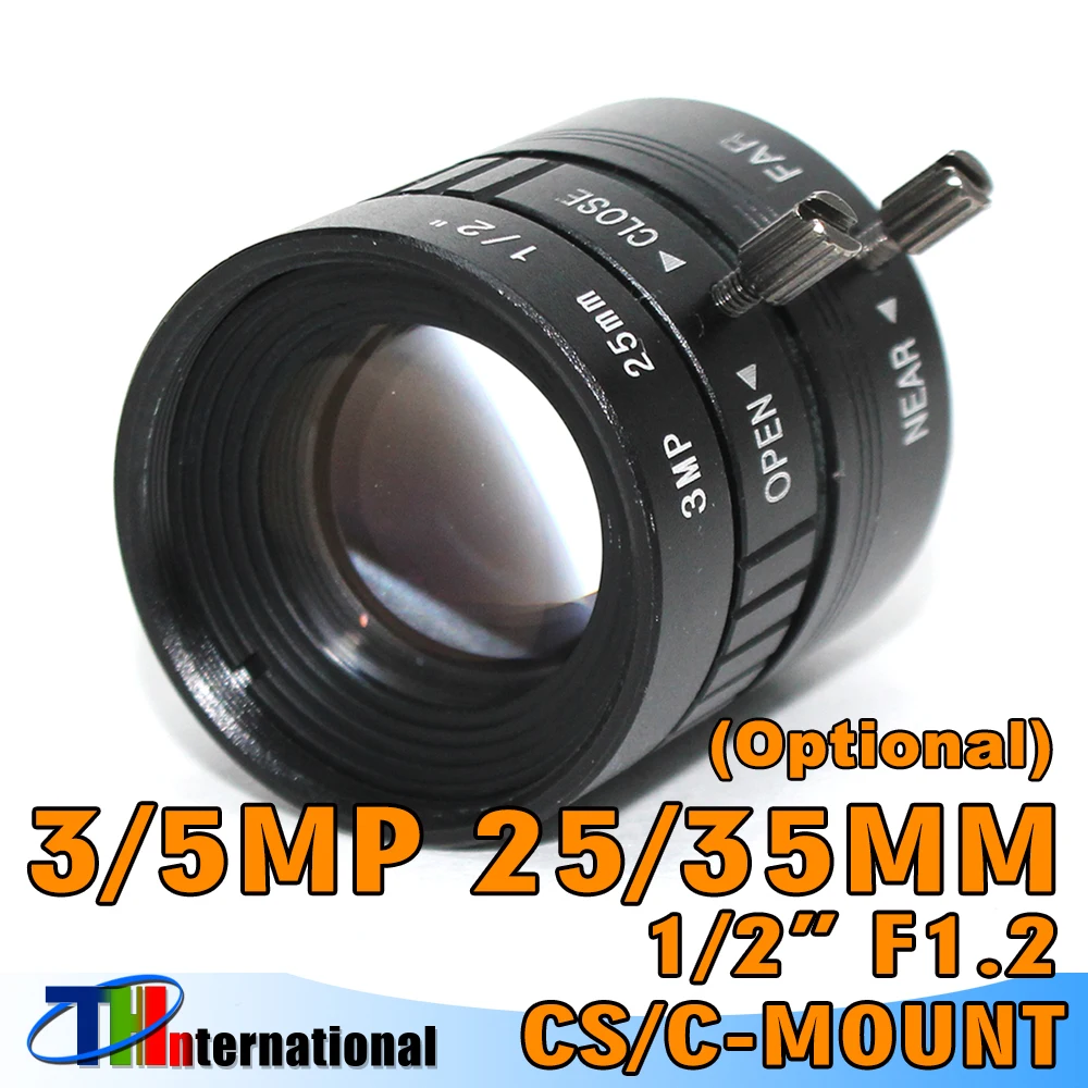 3MP 5MP 25mm 50mm Cs C Mount Lens Manual Iris 1:1.2-1.8 Aperture 1/1.8 ...