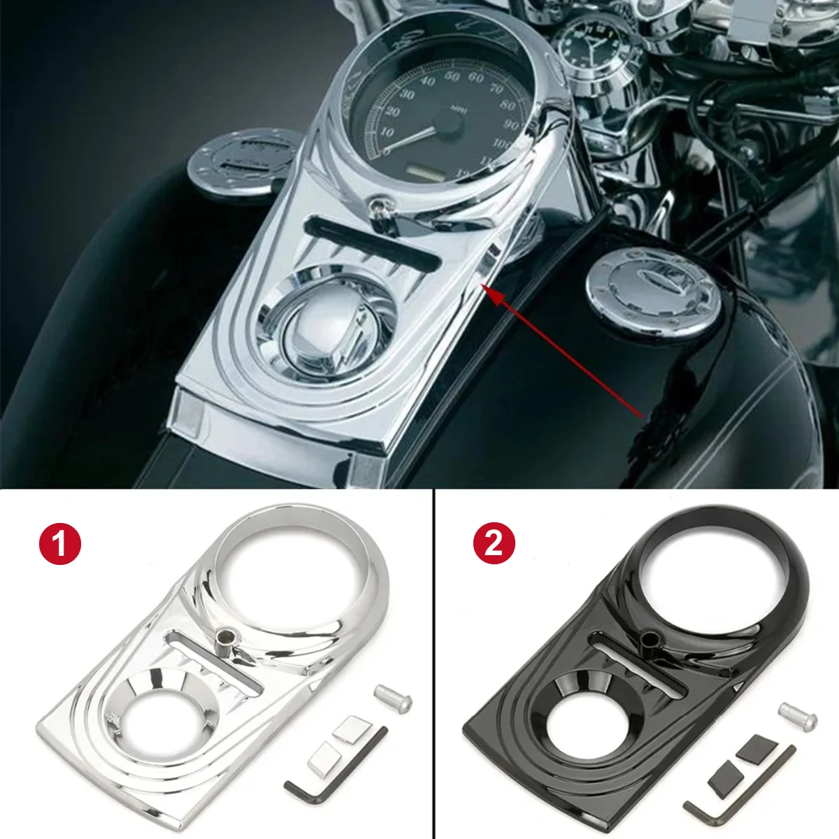 Chrome-black-Dash-Panel-Insert-Cover-Die-Cast-Sculpted-For-Harley-Dyna ...