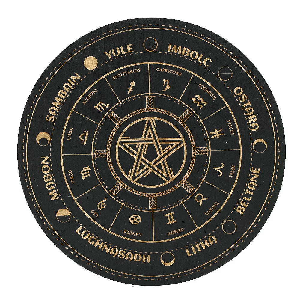 15cm-Wooden-Decorative-Plate-Laser-Engraved-Pentagram-Horoscope ...
