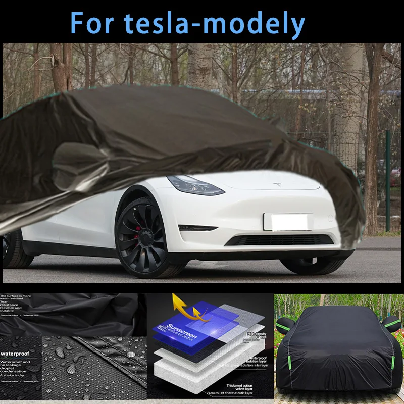 For-tesla-modely-Outdoor-Protection-Full-Car-Covers-Snow-Cover-Sunshade ...