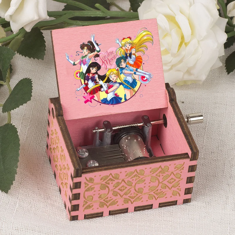 Sailor Moons Wooden Hand Crank Music Box Kawaii Anime Vintage UV Music ...