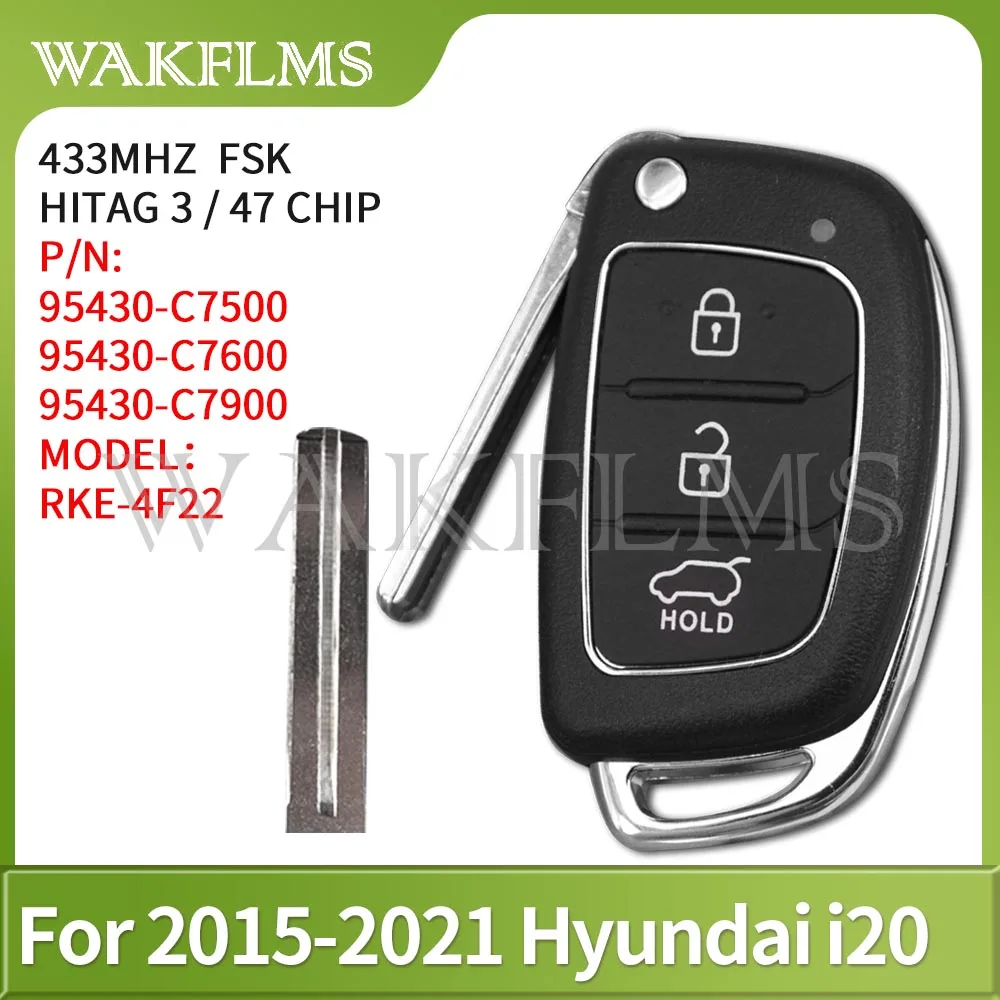 For-Hyundai-i20-2015-2016-2017-2018-2019-2020-2021-Remote-Car-Key-Fob ...