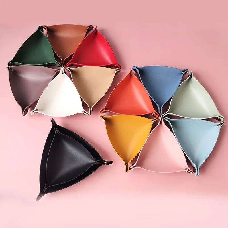 14 Colors PU Leather Folding Triangle Dice Tray Portable Box Board ...