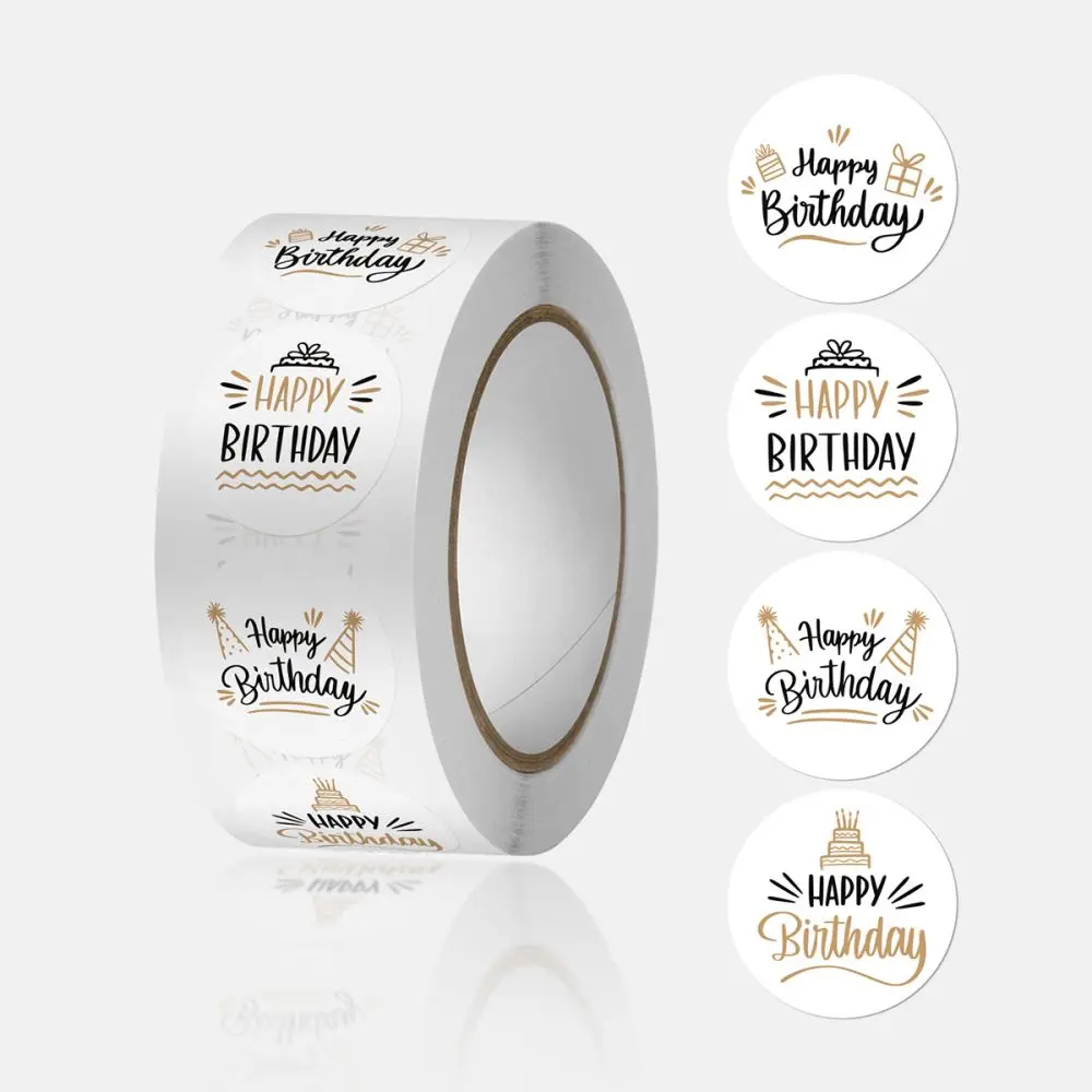 100-500pcs Cute Happy birthday Stickers for Gift Wrapping Decoration ...
