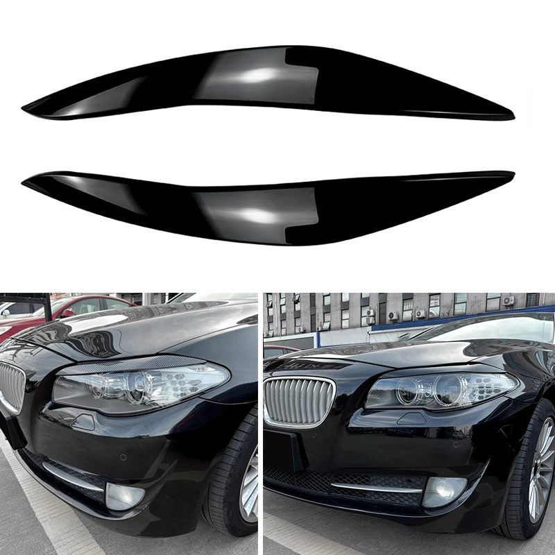 Gloss-Black-Car-Headlight-Eyebrow-Eyelid-Lamp-Light-Eyebrows-For-BMW-5 ...