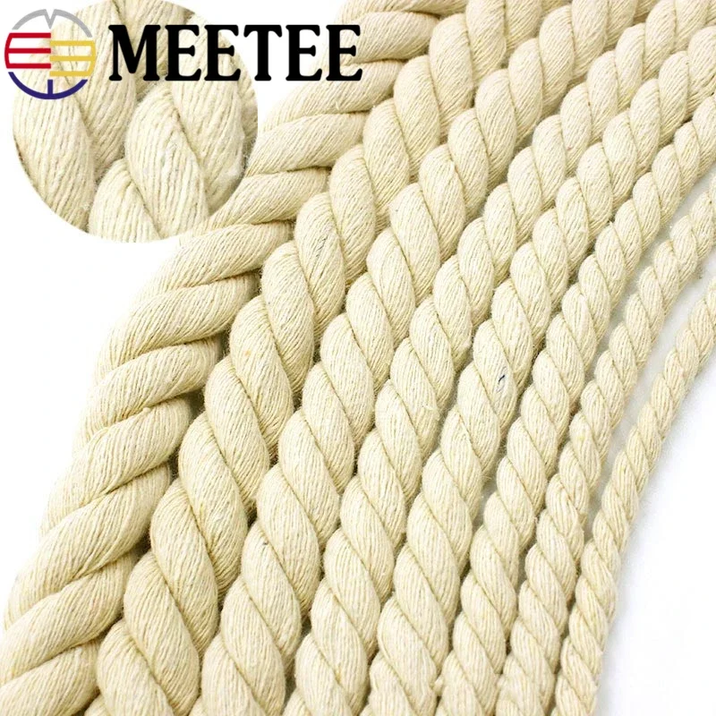5/10Meter Meetee 5-20mm Beige Cotton Rope Thick Cords for Bag Strap ...