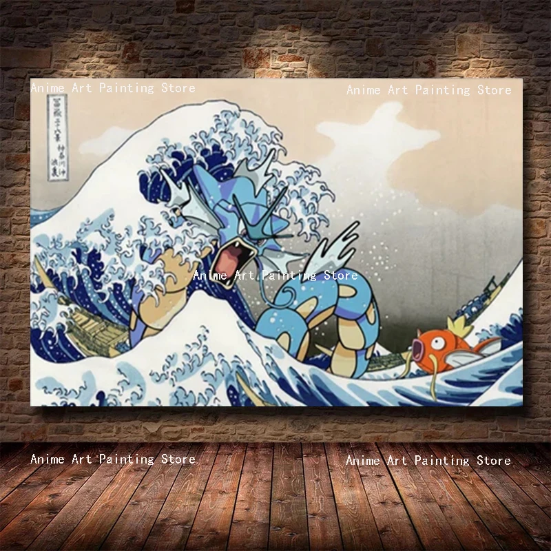 Pokemon-Japanese-Anime-Canvas-Painting-Print-Great-Wave-Poster-Gyarados ...