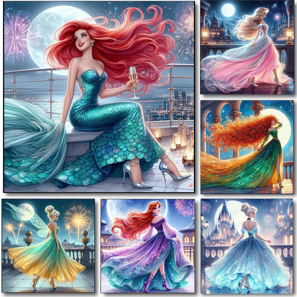 Cartoon-Princess-5D-Full-Round-Diamond-Painting-Kits-Cute-Cinderella ...