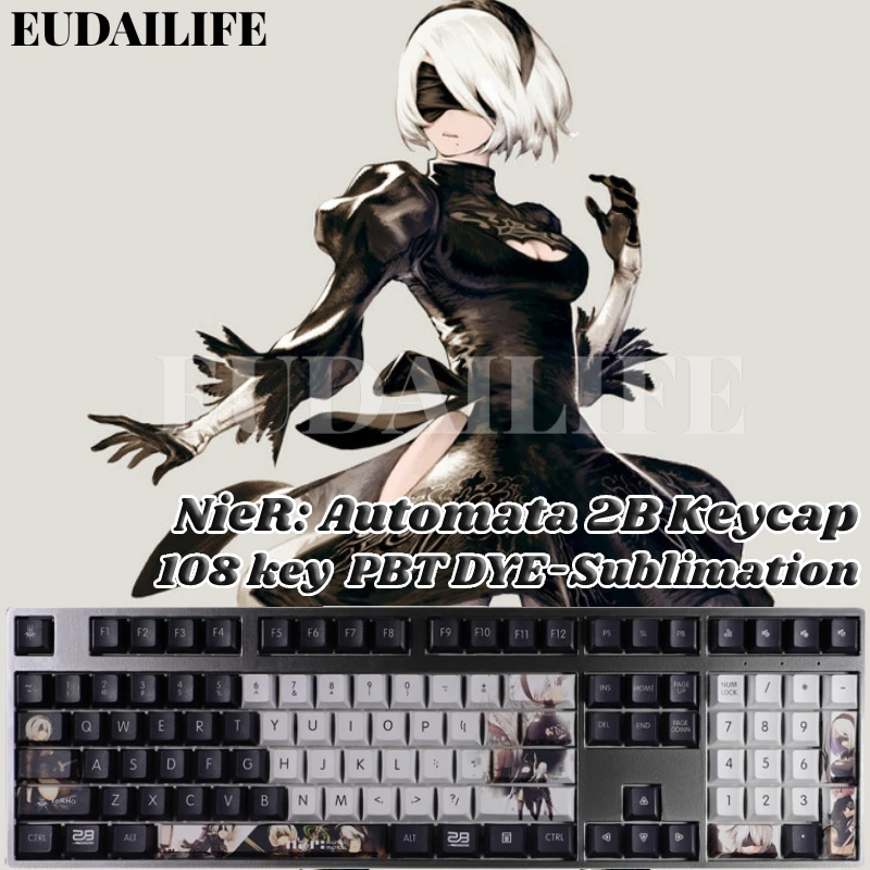 NieR-Automata-2B-Teclado-mec-nico-de-108-teclas-sublimaci-n-de-tinte ...