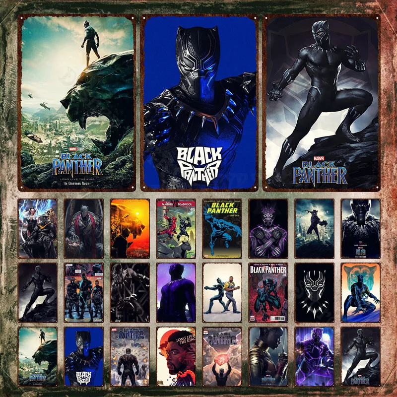 Marvel Black Panther Metal Poster American Marvel Studios Movie Plaque ...