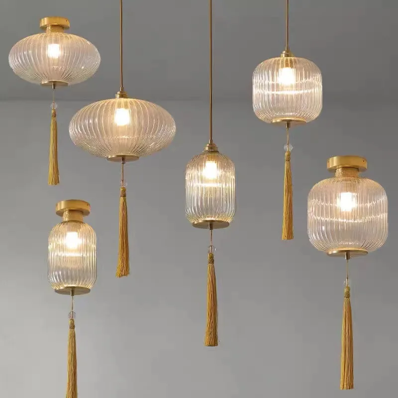 New Chinese Style Lantern Chandelier Single Head Glass Ceiling ...
