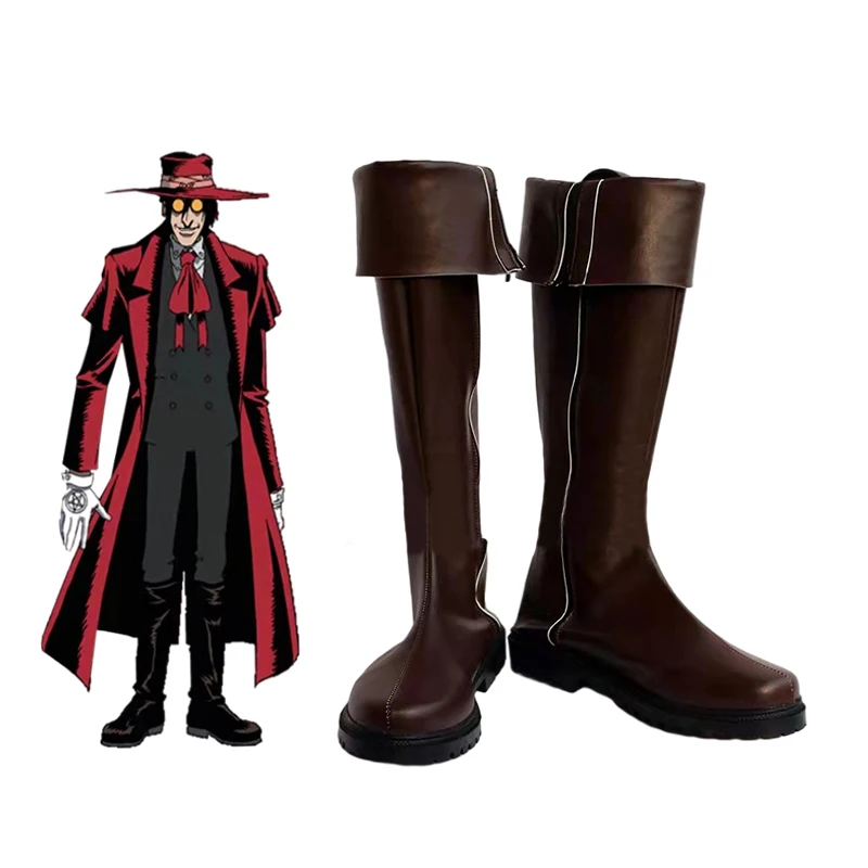 Anime-Hellsing-Alucard-Cosplay-Shoes-Men-Women-Dark-Brown-Leather-Boots ...